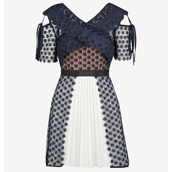 Self-Portrait | Dresses | Selfportrait Cross Front Floral Lace Mini ...